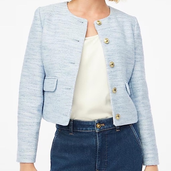 J. Crew | Jackets & Coats | J Crew Tweed Lady Jacket Collarless Blazer ...